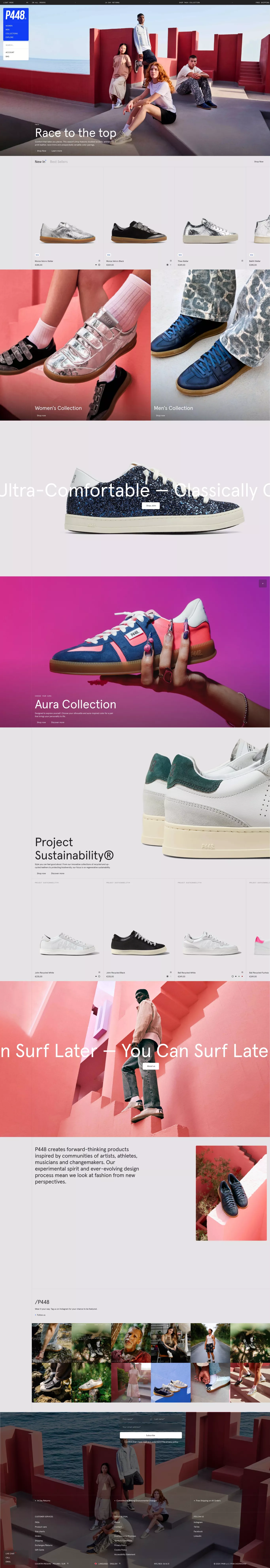 P448® Italian Sneakers on Landbook - get inspired by ecommerce design ...