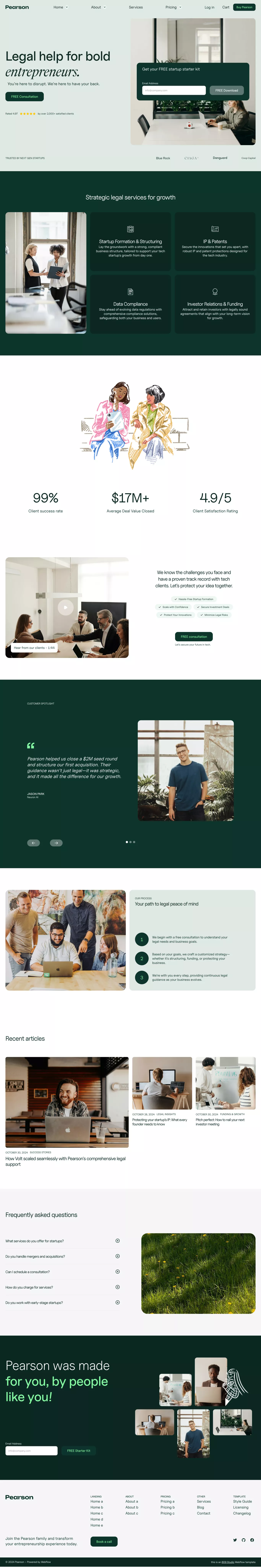 Pearson - Webflow Ecommerce website template on Landbook - get inspired by template design and more
