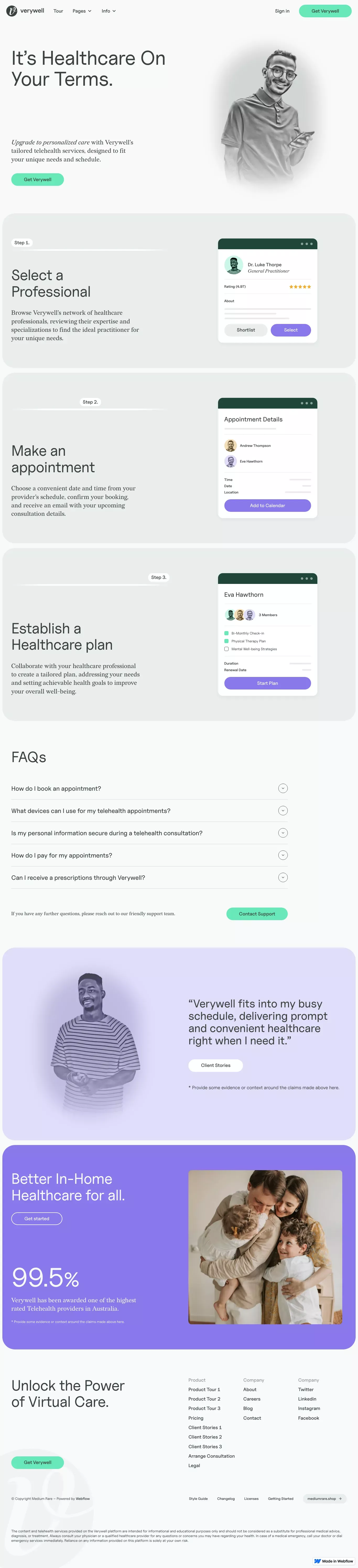 Verywell - Webflow HTML Website Template on Landbook - get inspired by template design and more