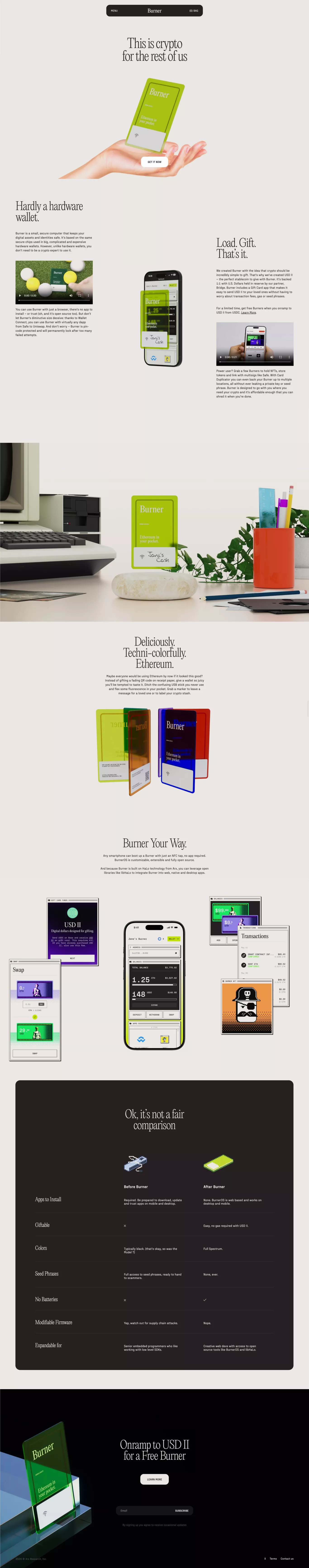 Burner on Landbook - get inspired by landing design and more