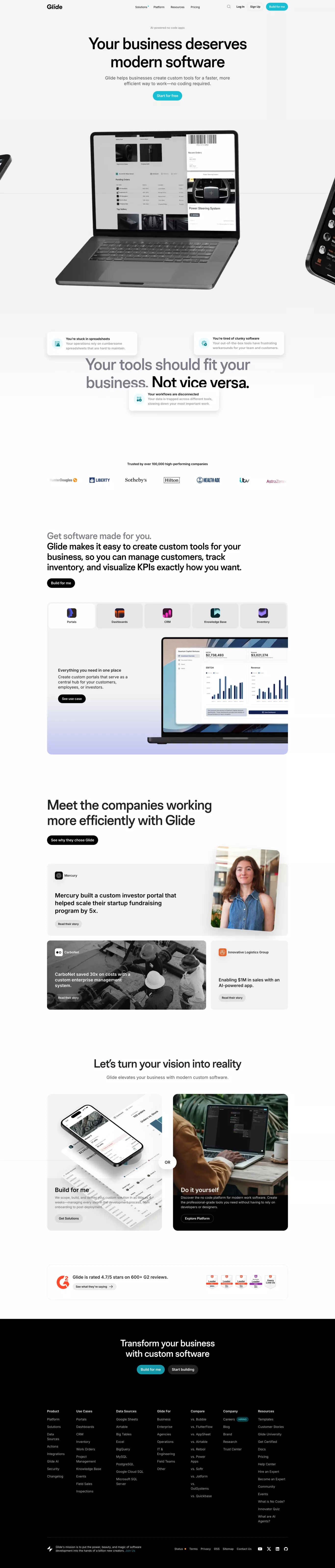 No Code App Builder: Create Custom, AI-Powered Apps | Glide on Landbook ...