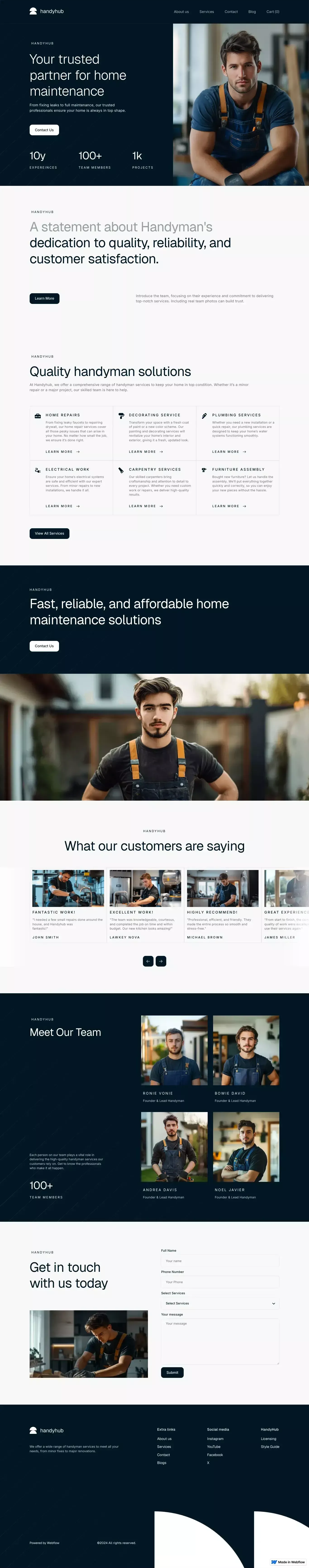 Handyhub - Webflow Ecommerce website template on Landbook - get inspired by template design and more