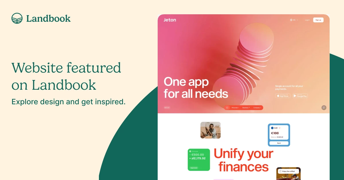 Jeton on Landbook - get inspired by landing design and more