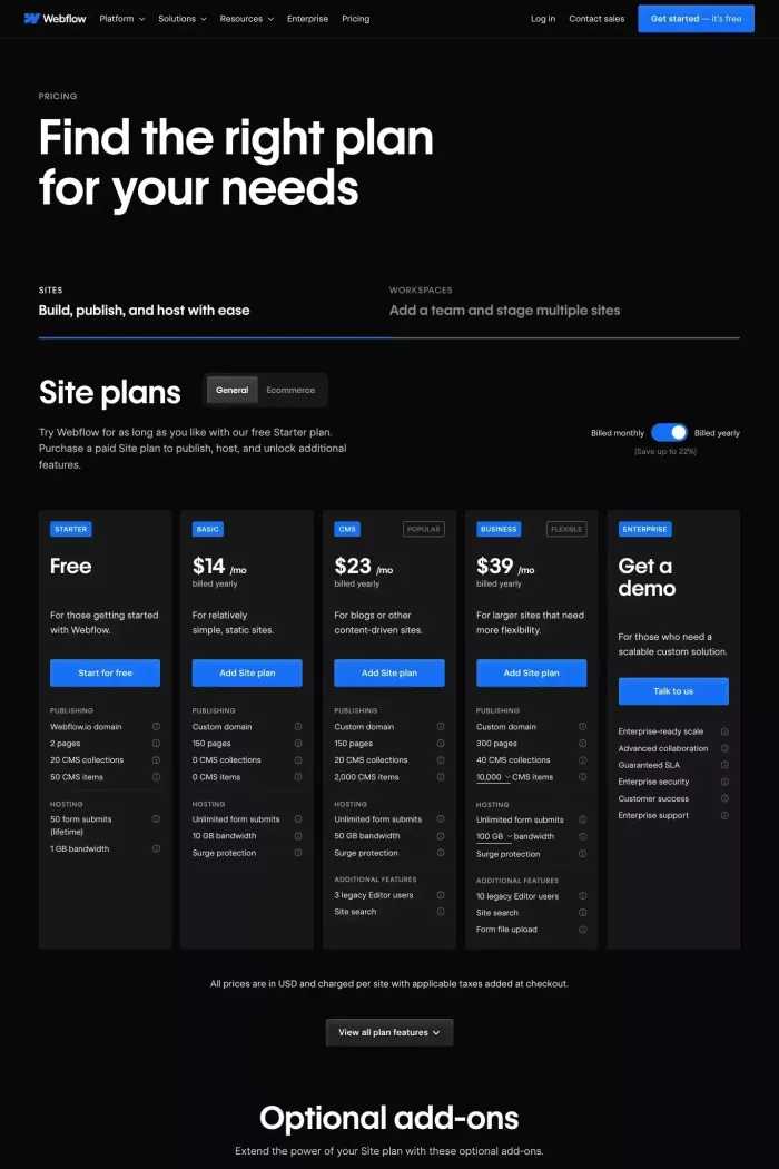 The best pricing page website design inspiration