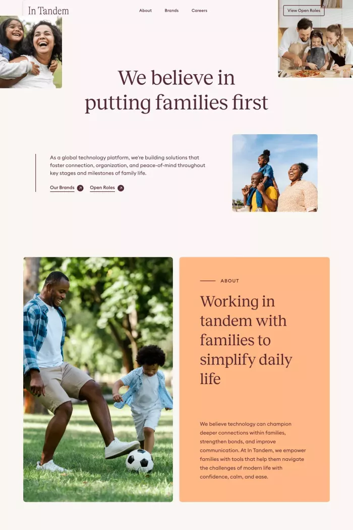 In Tandem Families on Landbook - get inspired by landing design and more