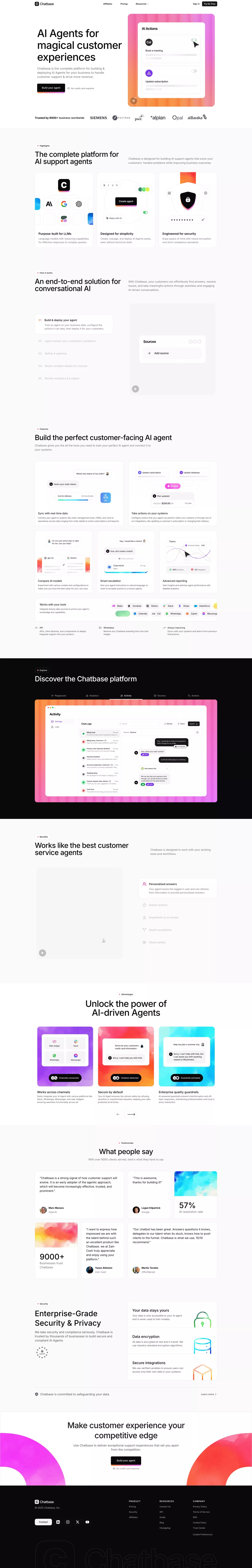 Chatbase | The complete platform for chat-based AI agents on Landbook - get inspired by landing ...