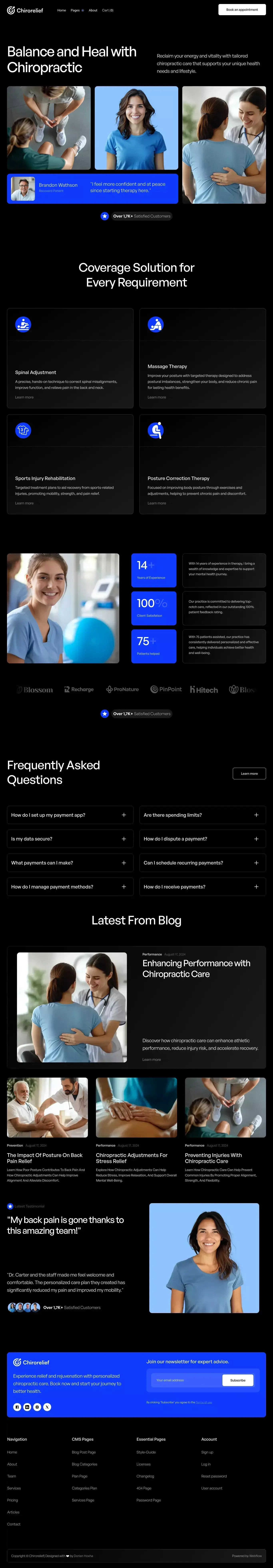 Chirorelief - Webflow Ecommerce website template on Landbook - get inspired by template design ...