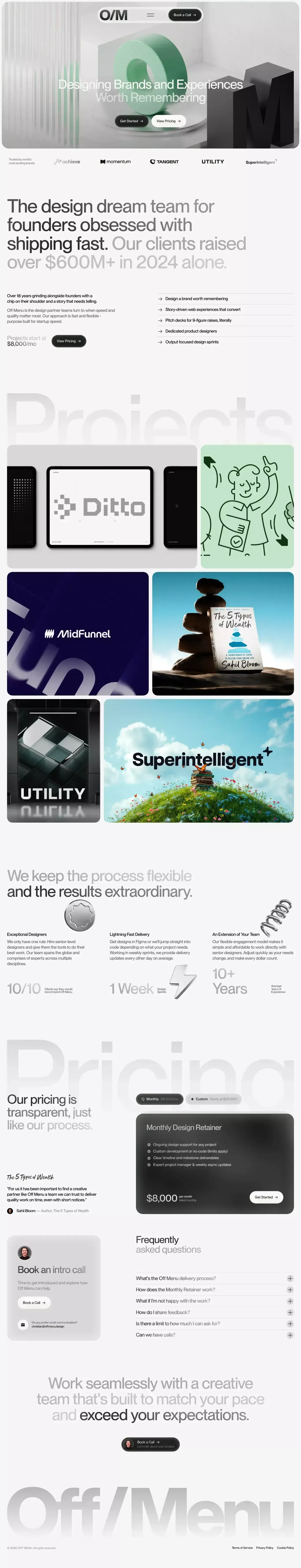 OFF MENU on Landbook - get inspired by landing design and more