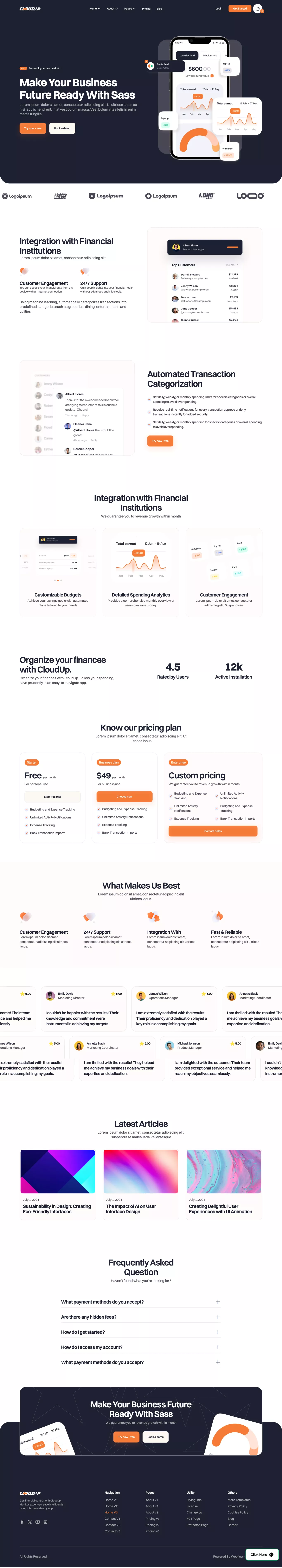 Cloudup - Webflow HTML website template on Landbook - get inspired by template design and more