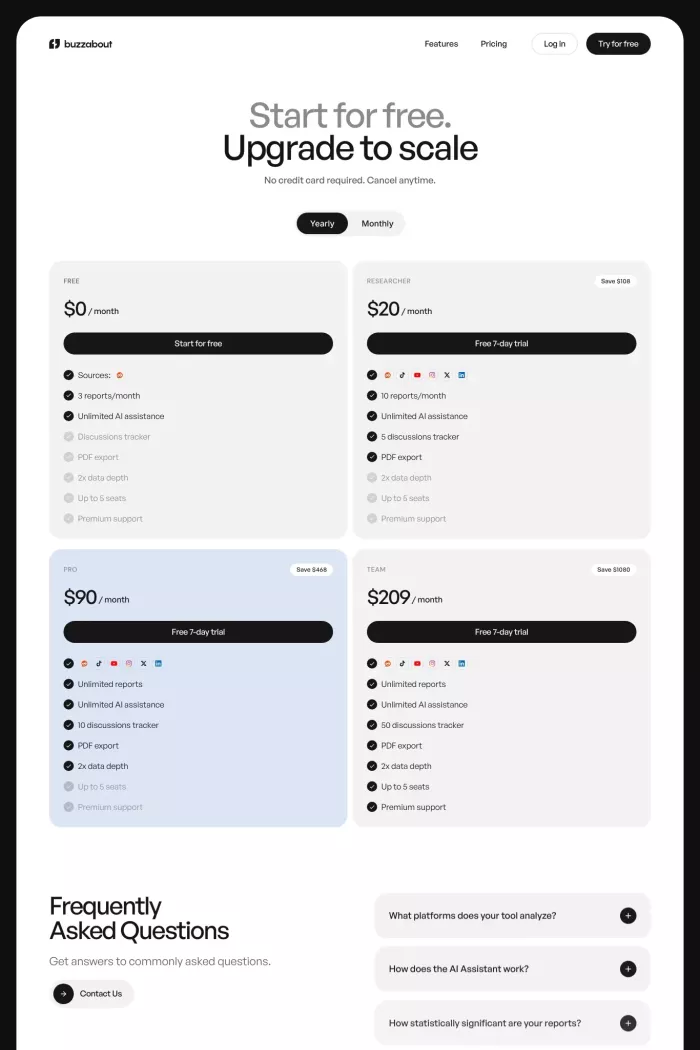 buzzabout - AI Audience Insights Tool on Landbook - get inspired by landing design and more