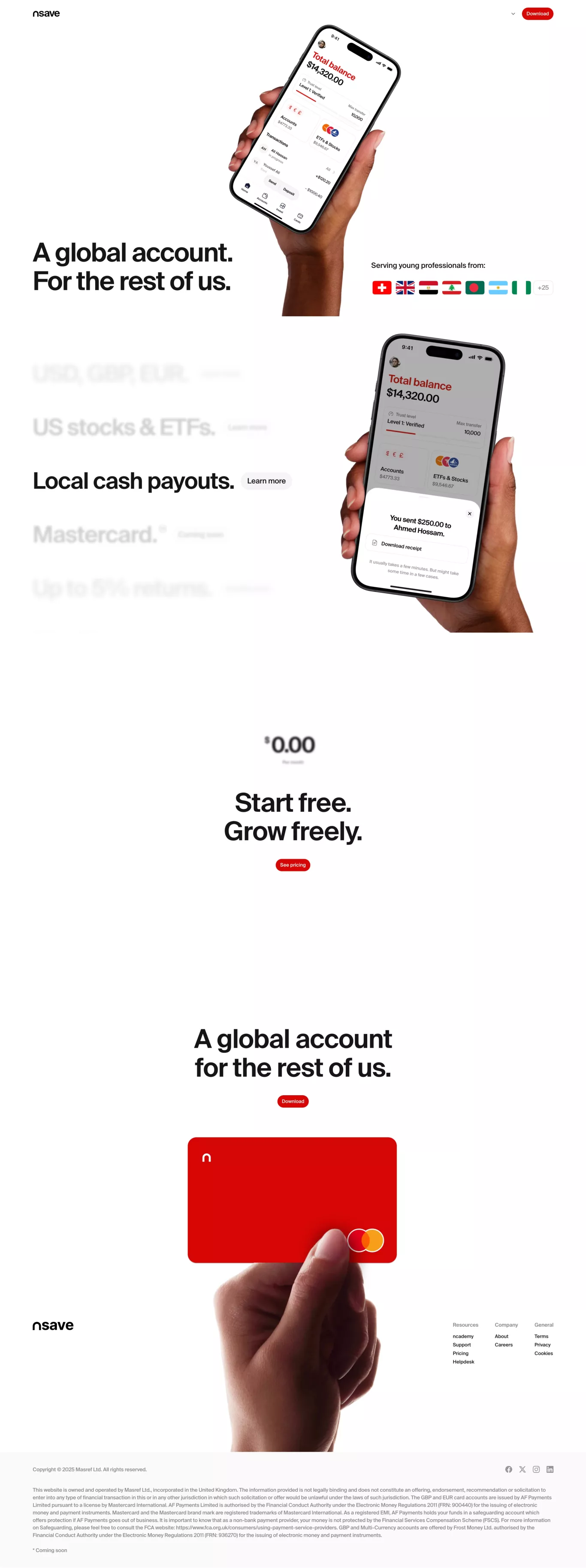 nsave - A Global Account for the Rest of Us on Landbook - get inspired by landing design and more