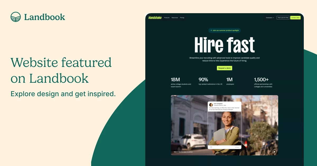 Employers | Handshake on Landbook - get inspired by landing design and more