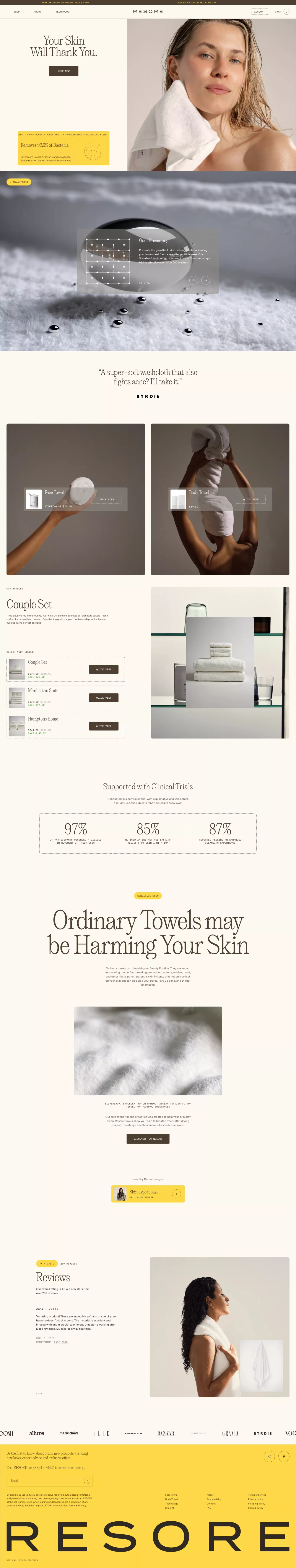 RESORE on Landbook - get inspired by ecommerce design and more