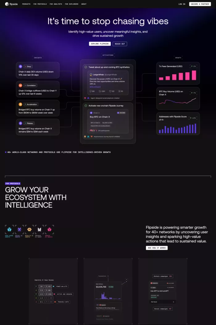 Flipside | Blockchain Growth Through Data Science on Landbook - get inspired by landing design ...
