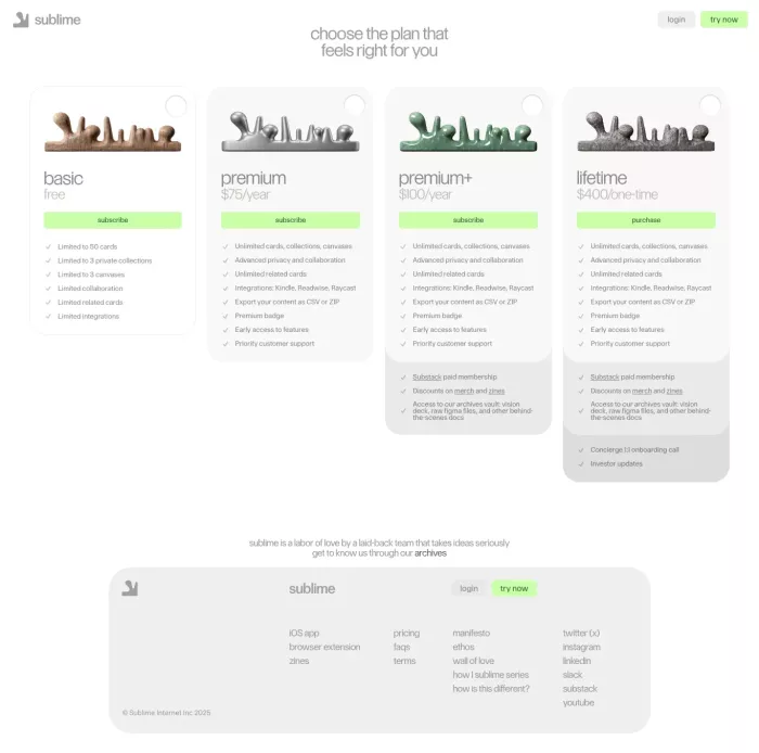 Sublime — A second brain with a soul on Landbook - get inspired by ...