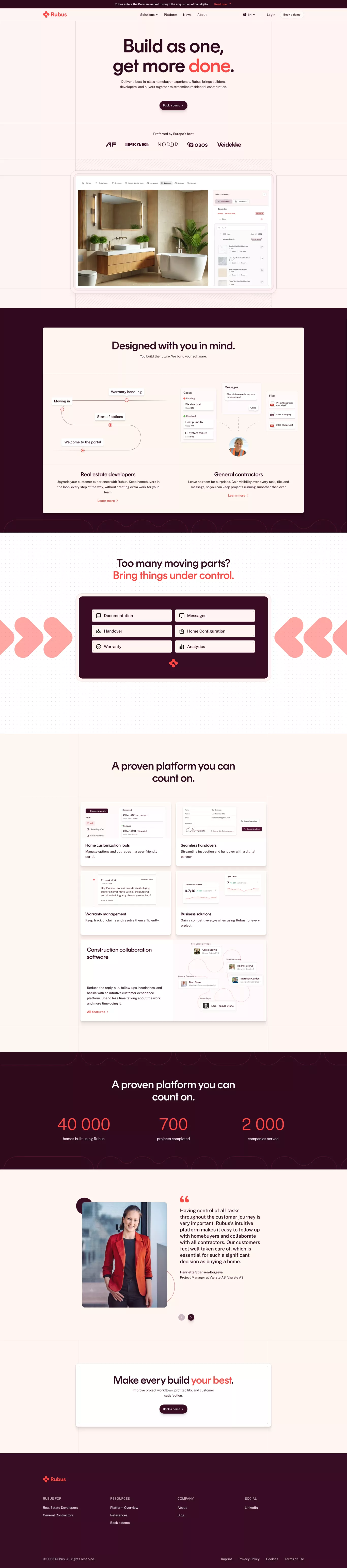 Rubus | Residential construction software on Landbook - get inspired by landing design and more