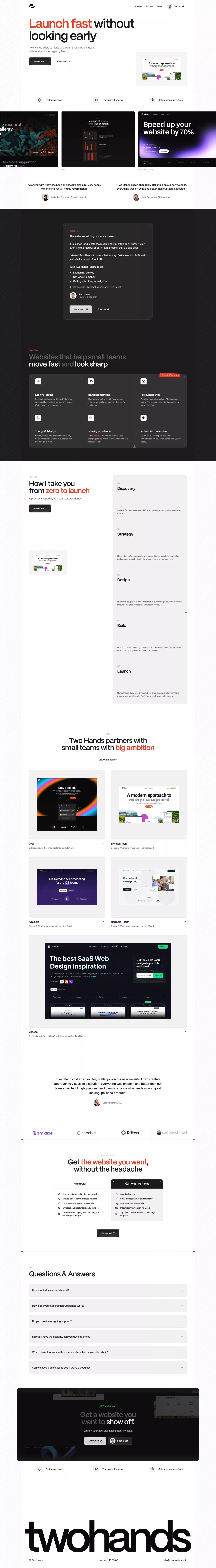 Two Hands | Webflow Design & Development Studio on Landbook - get inspired by landing design and ...