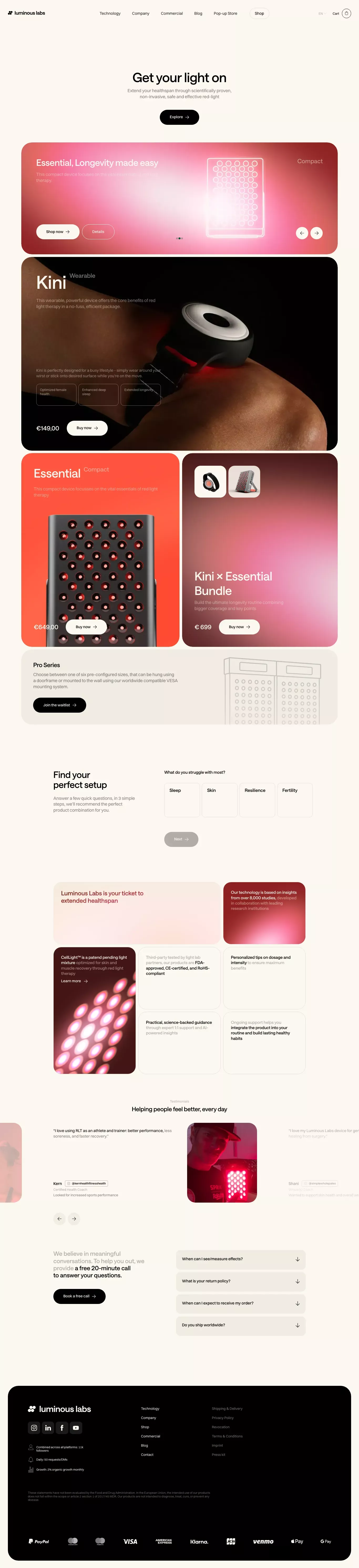 Luminous Labs | Shop page on Landbook - get inspired by product listing design and more