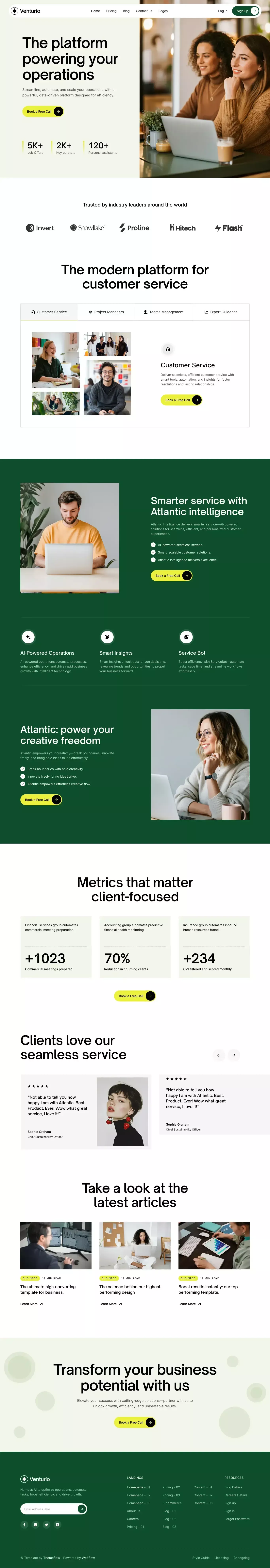 Venturio - Webflow Template on Landbook - get inspired by template design and more
