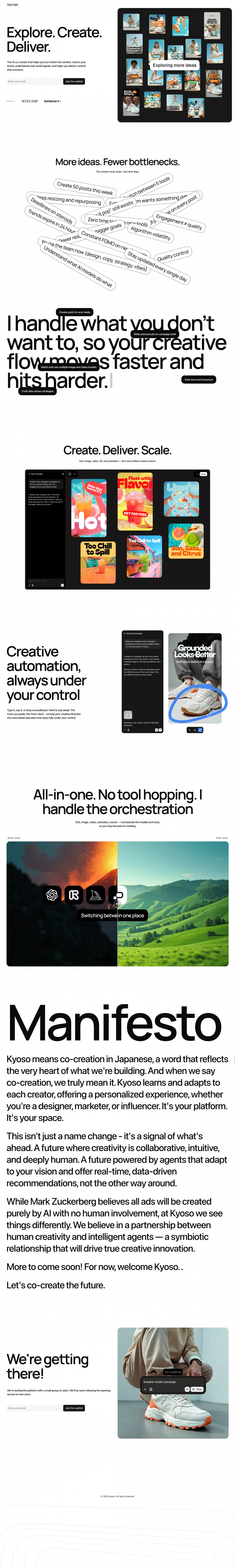 Kyoso | AI Co-Creation Platform for Creators on Landbook - get inspired by landing design and more