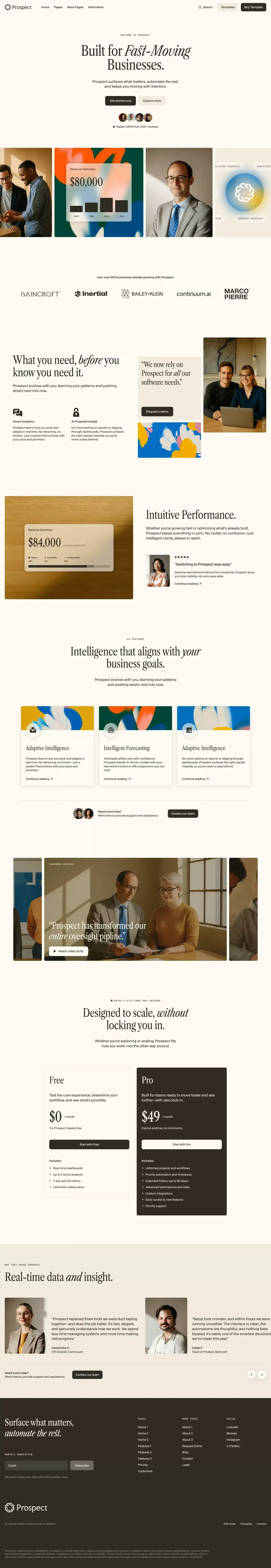 Prospect - Webflow HTML Website Template on Landbook - get inspired by template design and more