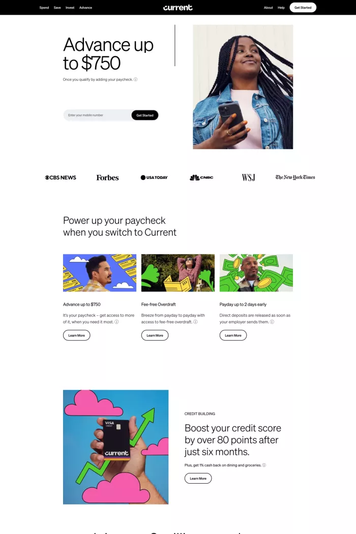 Current | Future of Banking on Landbook - get inspired by landing ...