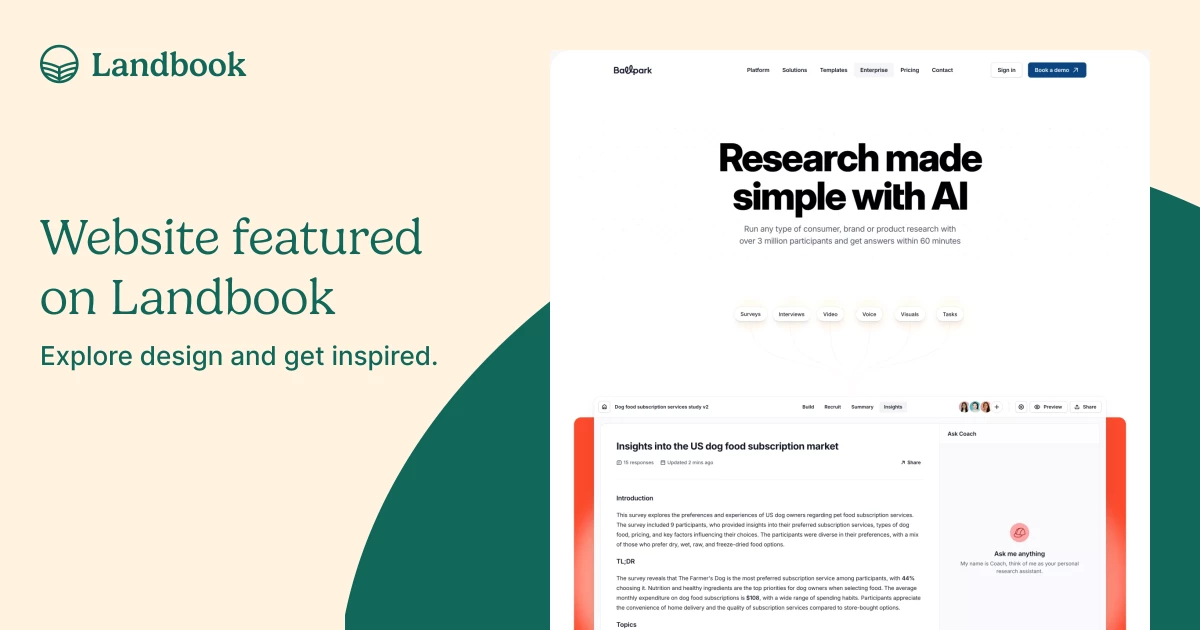 Ballpark - Research anything. Powered by AI. on Landbook - get inspired ...