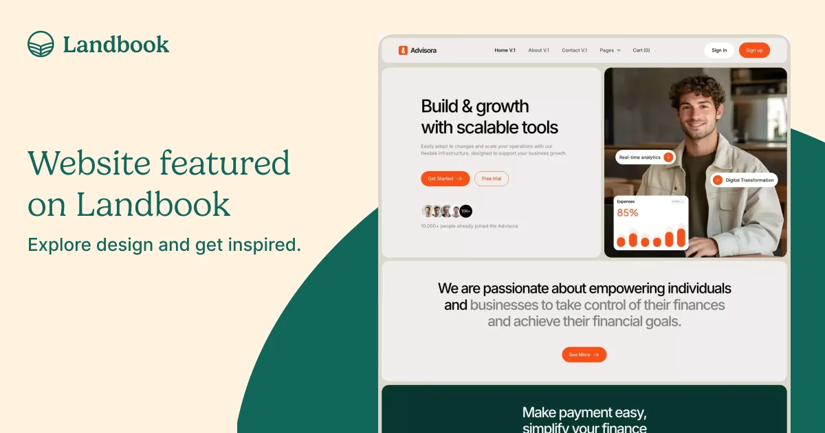 Advisora - Webflow Ecommerce website template on Landbook - get inspired by template design and more