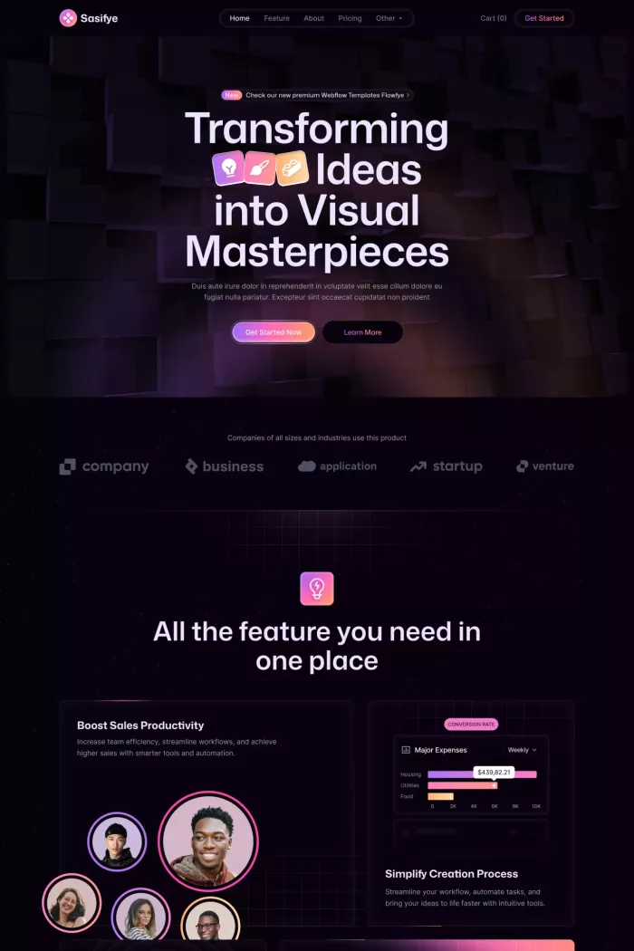 Starvy - Webflow Website Template on Landbook - get inspired by template design and more