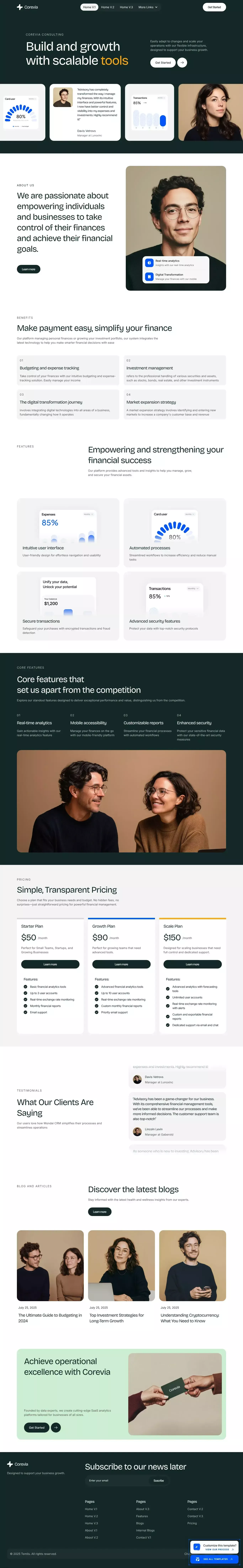 Corevia - Webflow HTML website template on Landbook - get inspired by template design and more