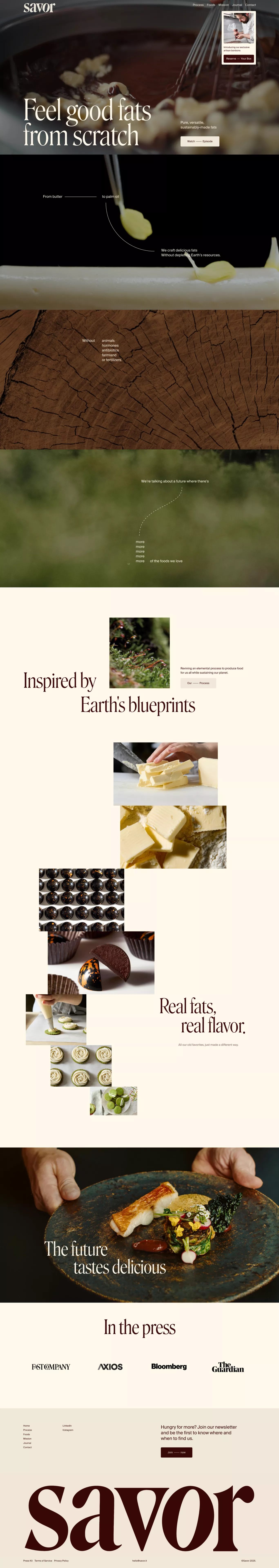 Savor on Landbook - get inspired by landing design and more