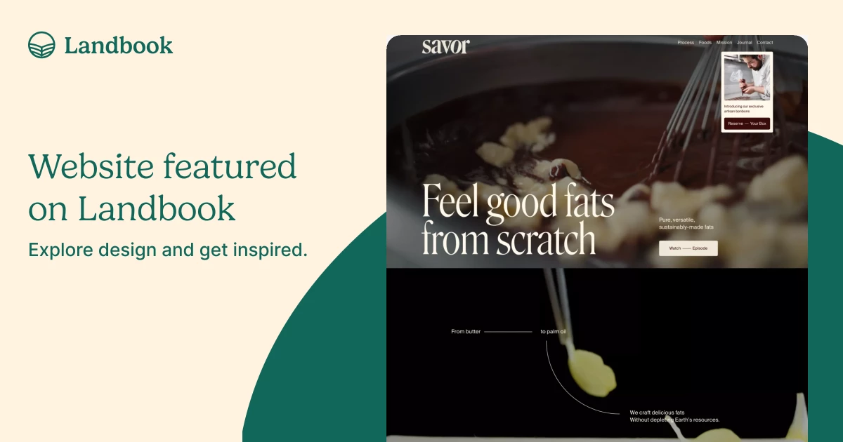 Savor on Landbook - get inspired by landing design and more