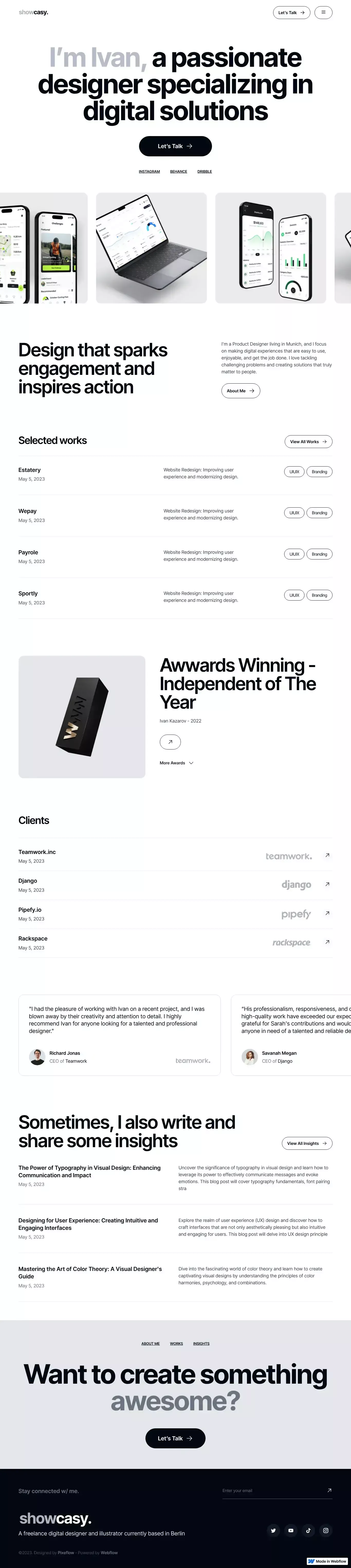 Showcasy - Webflow HTML Website Template on Landbook - get inspired by template design and more