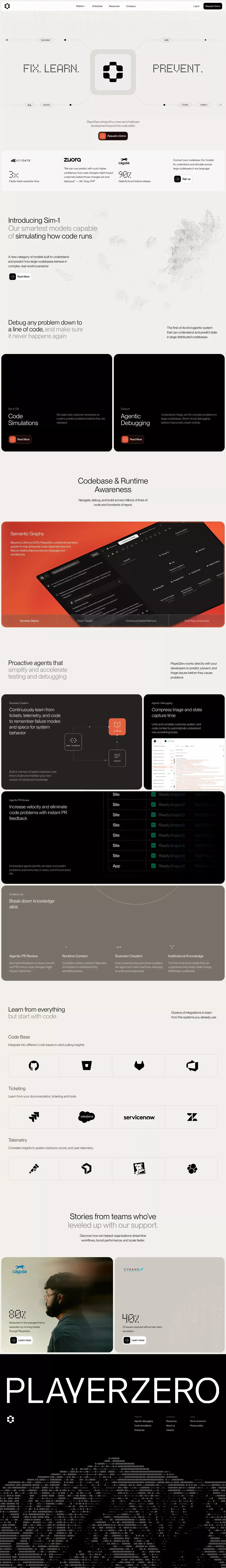 PlayerZero on Landbook - get inspired by landing design and more