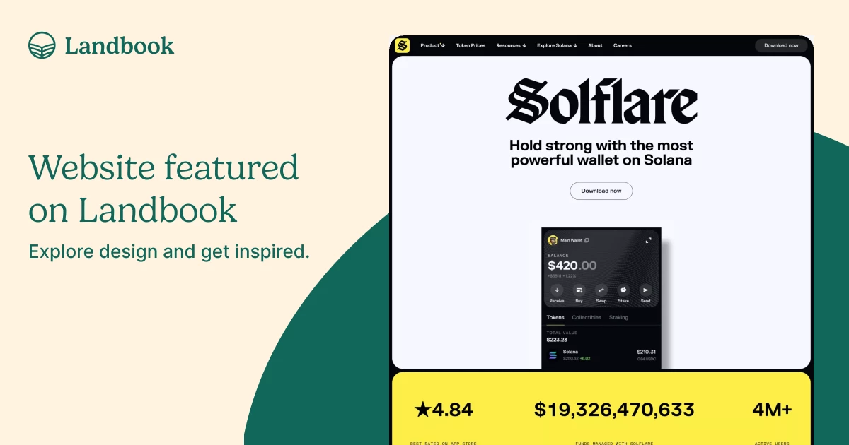 Manage your Solflare wallet with ease | Solflare on Landbook - get ...